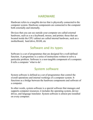 what is hardware in computer system , ,, | PDF