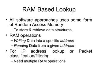 Hardware Approaches for Fast Lookup & Classification | PPT