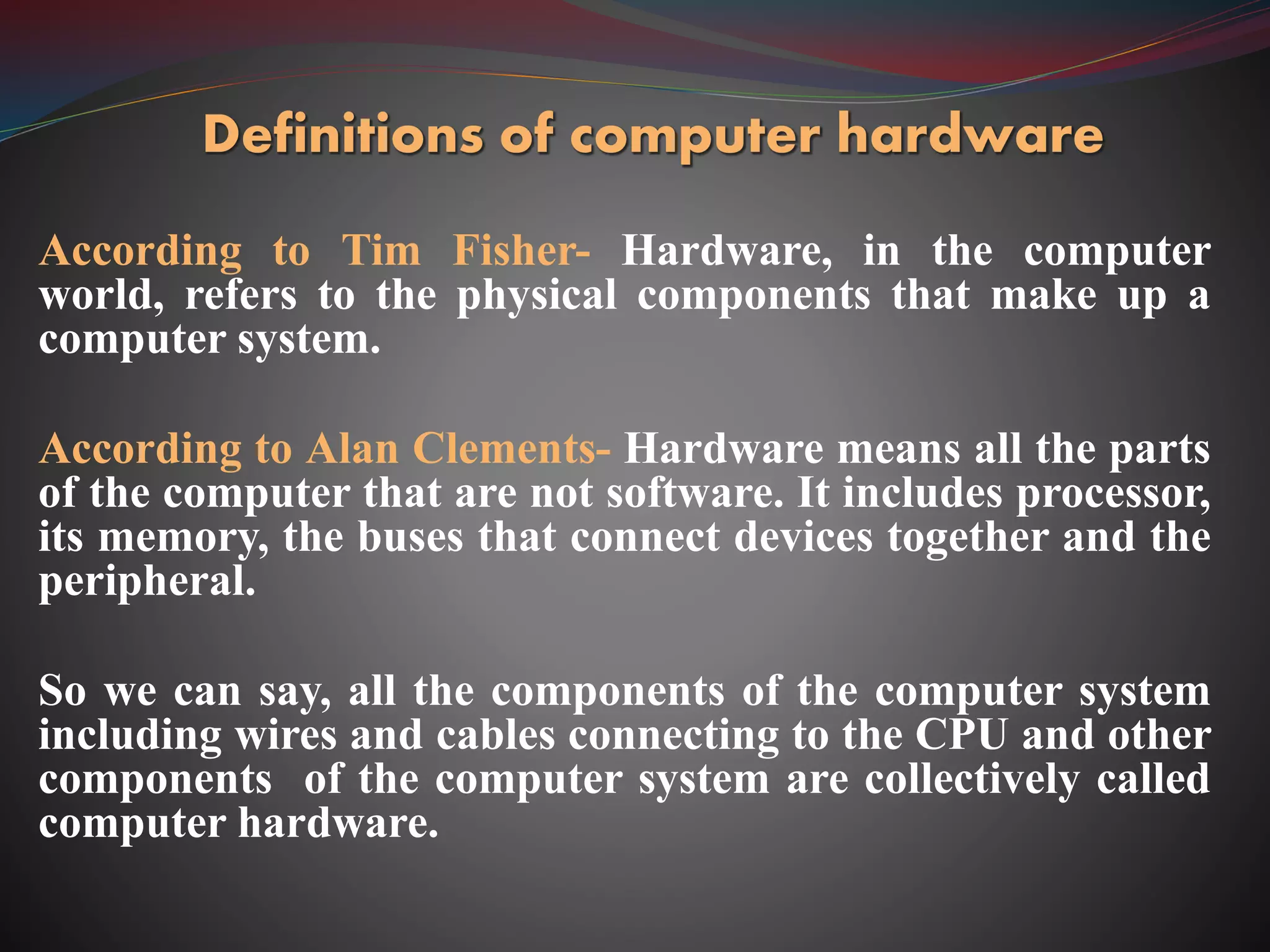 Hardware- the entire parts of a computer | PPTX