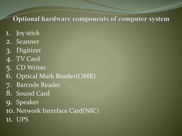 Hardware- the entire parts of a computer | PPT