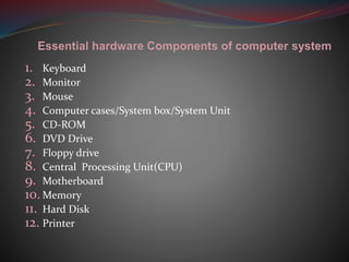 Hardware- the entire parts of a computer | PPT