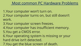 HARDWARE FAULTS IN COMPUTER SYSTEM EXPpptx | PPTX