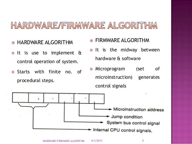 Hardware firmware algorithm