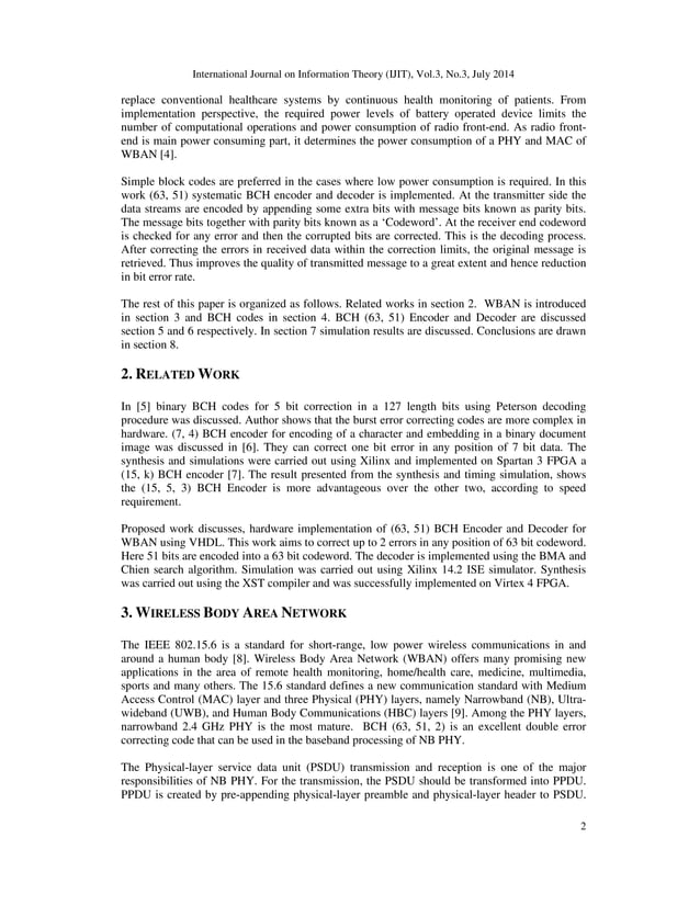 Hardware implementation of (63, 51) bch encoder and decoder for wban using lfsr and bma [ pdf ...