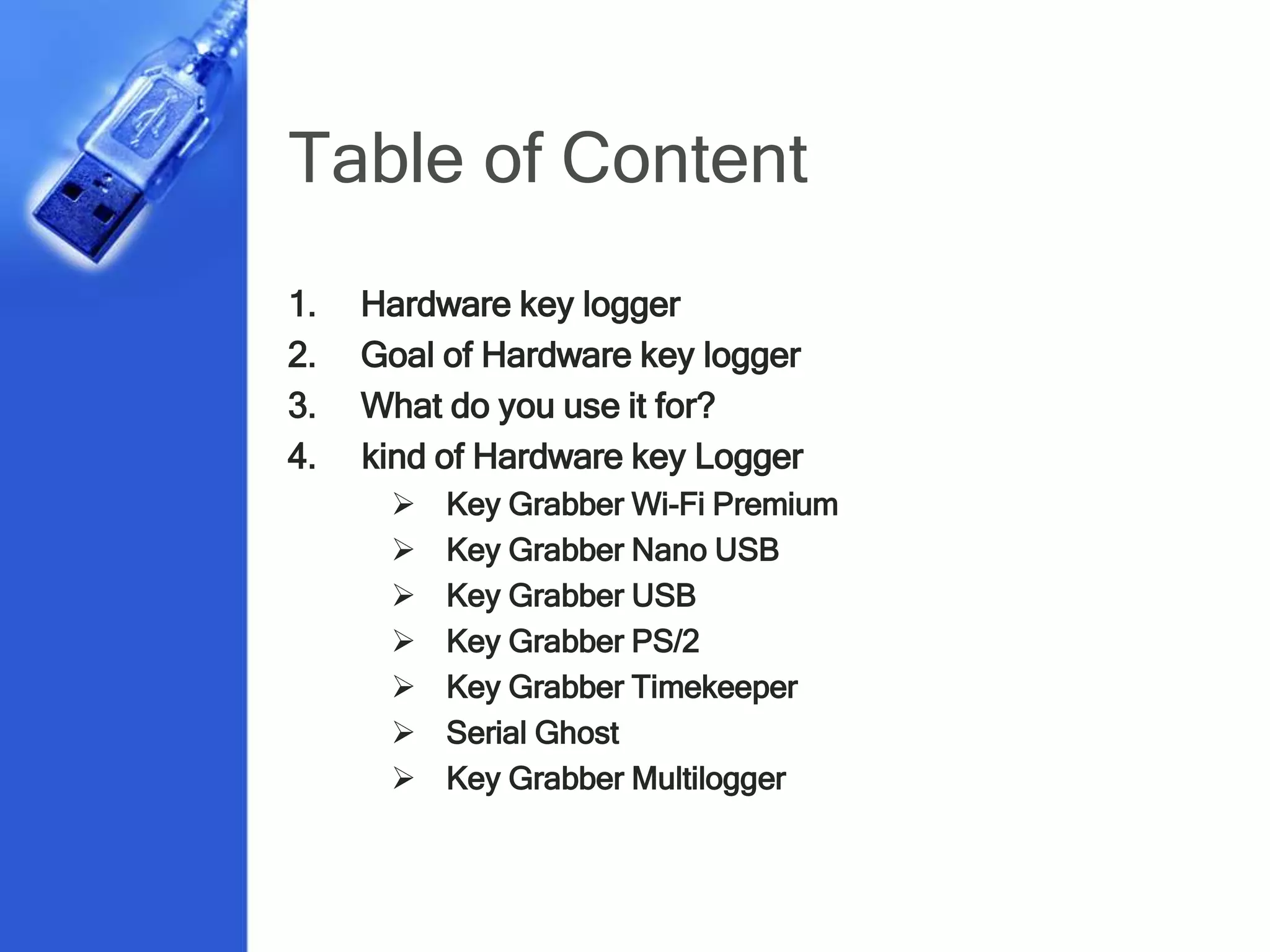 Hardware key logger | PPTX | Operating Systems | Computer Software and ...