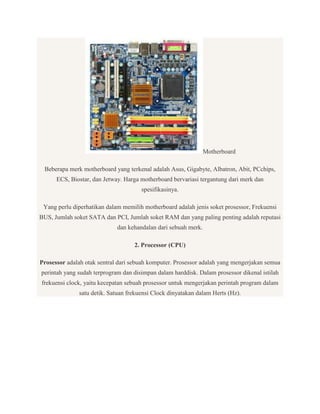 Hardware komputer dan fungsi | PDF