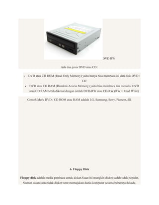 Hardware komputer dan fungsi | PDF