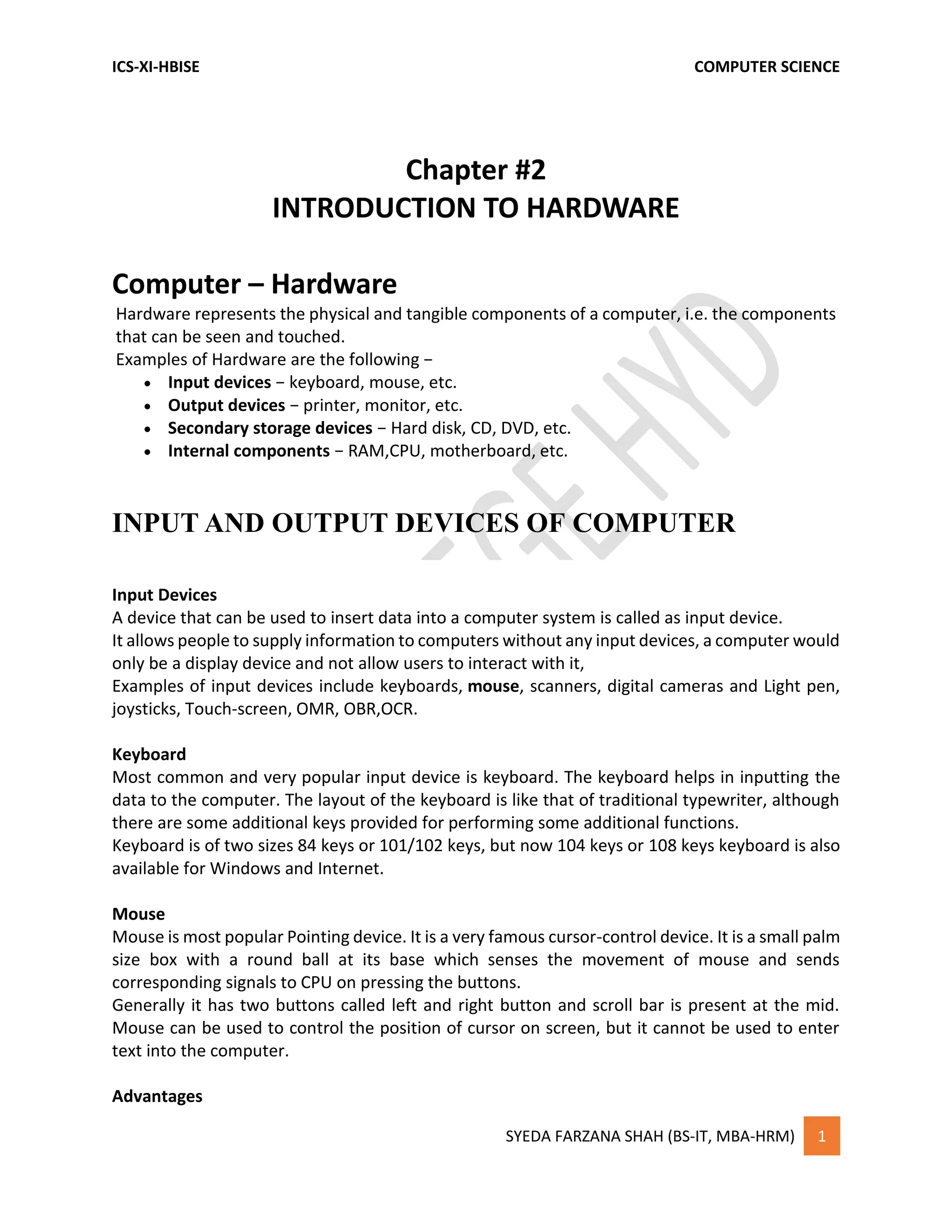 INTRODUCTION TO HARDWARE | PDF