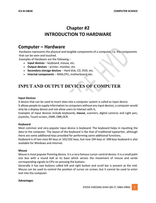 INTRODUCTION TO HARDWARE | PDF