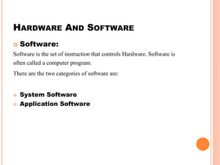 Hardware & Software | PPTX | Operating Systems | Computer Software and Applications