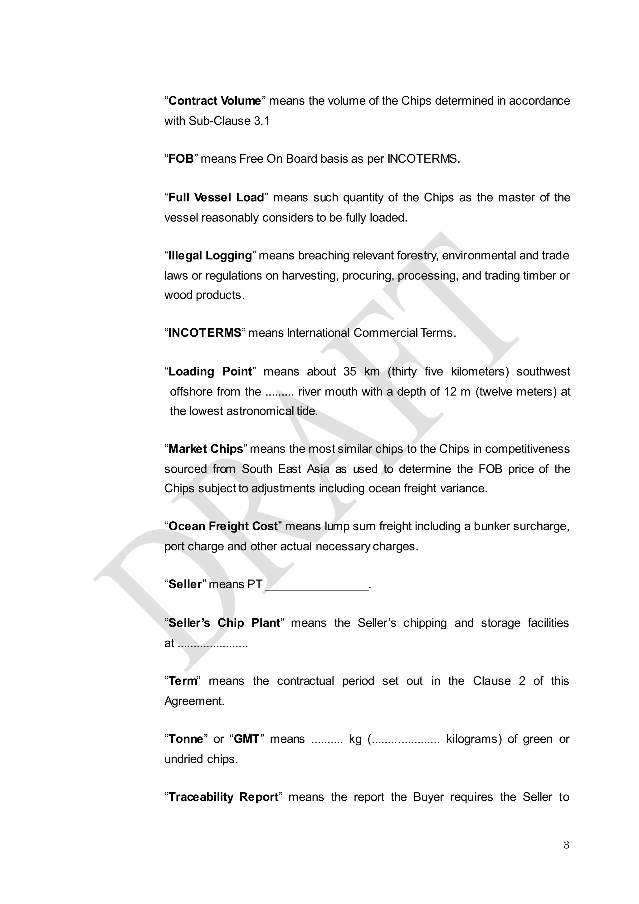 Hardwood Chips Sale and Purchase Agreement Sample (Purchase this doc ...