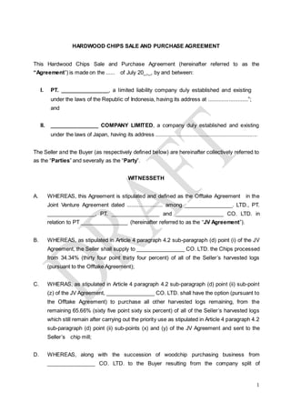 Hardwood Chips Sale and Purchase Agreement Sample (Purchase this doc ...
