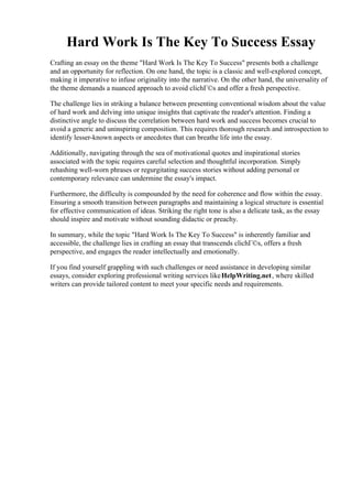 Hard Work Is The Key To Success Essay.pdf