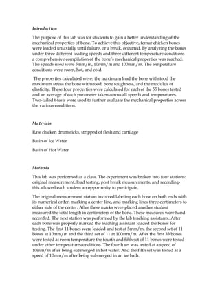 Laboratory Analysis: Mechanical Properties of Bone | DOC
