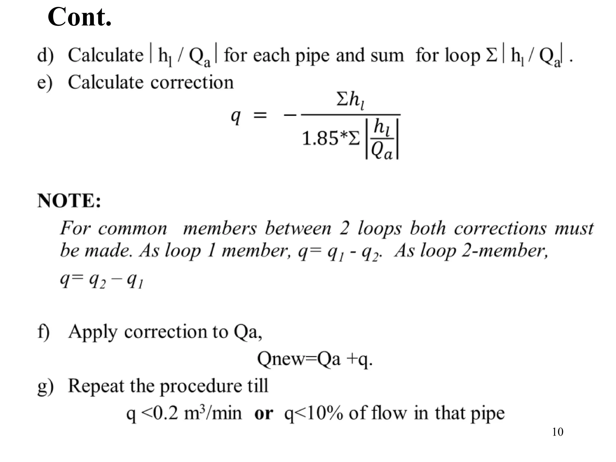 Hardy cross method of pipe network analysis | PPT
