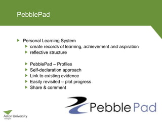 Stepping stones to information literacy: a PebblePad case study. Hardy ...
