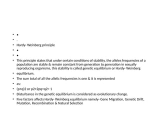 hardy weinberd and evolution.pptx used for grade 12 biology | PPTX