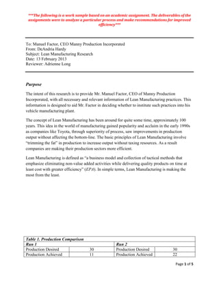 Lean Manufacturing Research | PDF