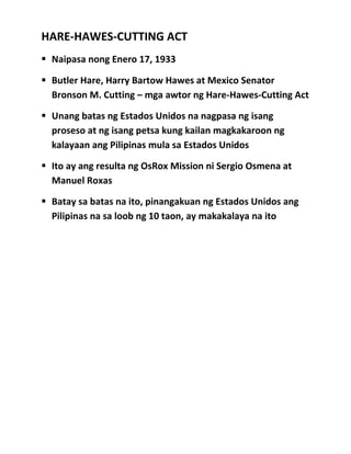 Hare-Hawes-Cutting Act | DOC