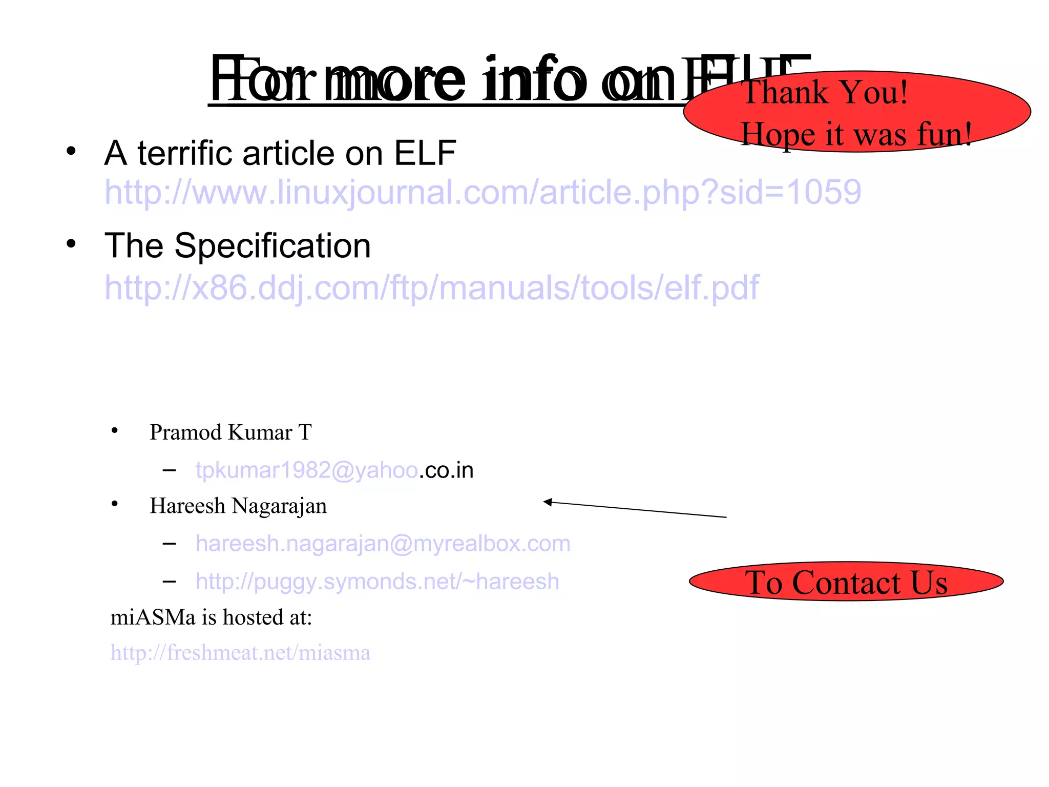 A hands-on introduction to the ELF Object file format | PPT