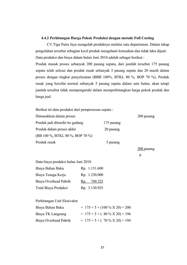 Harga pokok proses sepatu | DOCX