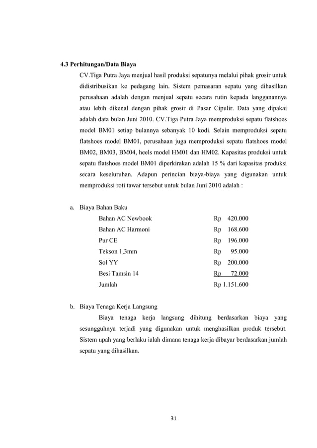 Harga pokok proses sepatu | DOCX
