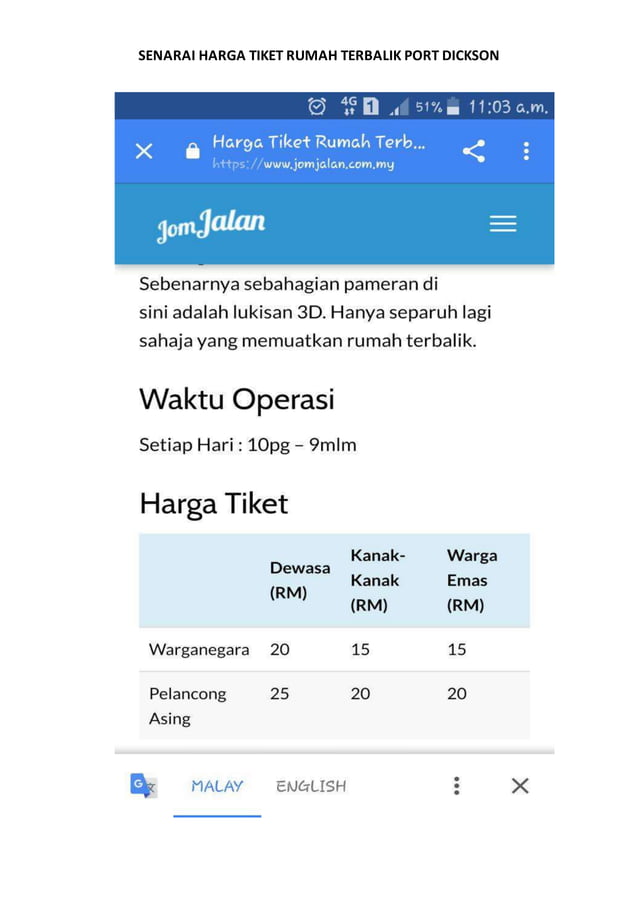 Harga tiket rumah terbalik | PDF