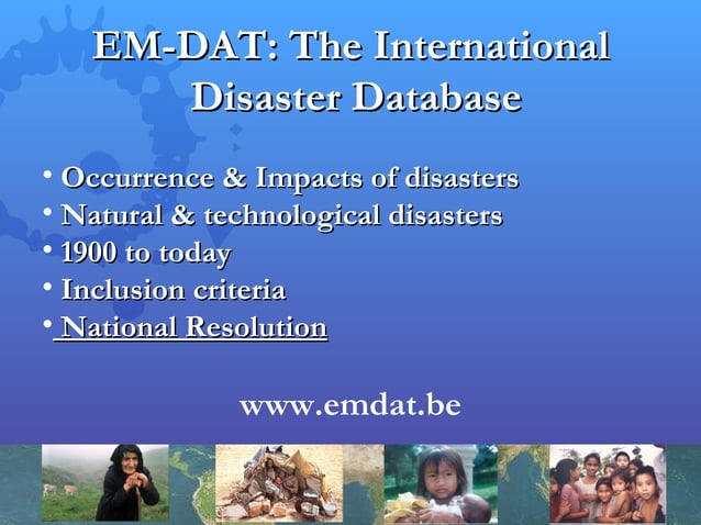 Natural Disasters and Complex Emergencies: Geo-Referencing their Human ...