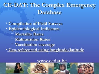 Natural Disasters and Complex Emergencies: Geo-Referencing their Human ...