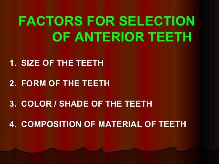 anterior tooth selection