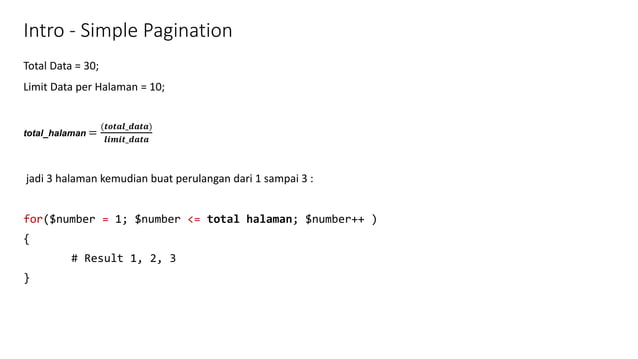 Algoritma Simple Pagination dengan PHP | PPTX