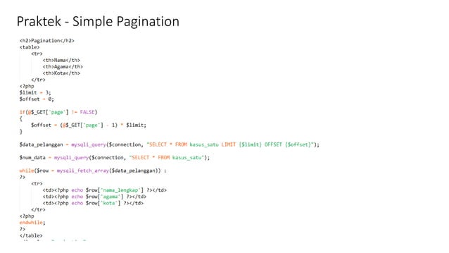 Algoritma Simple Pagination dengan PHP | PPT Algoritma Simple Pagination dengan PHP | PPT