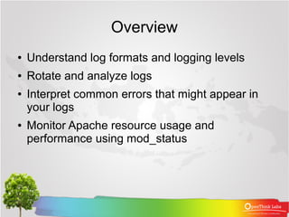 Apache2 BootCamp : Logging and Monitoring | PPT