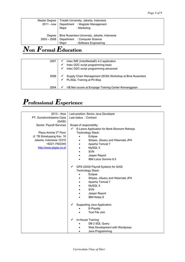HARI CV AND RESUME | DOC