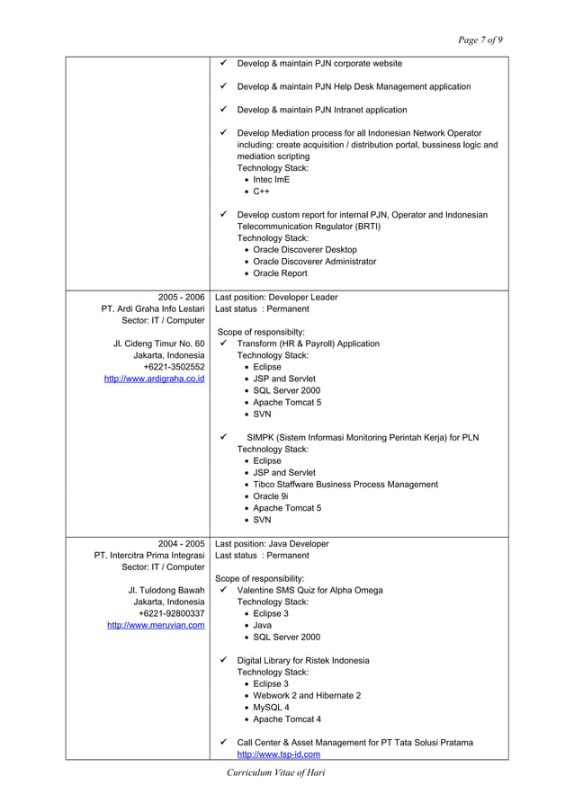 HARI CV AND RESUME | DOC