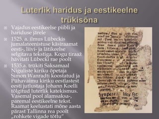 Haridus ja kultuur liivimaal | PPTX