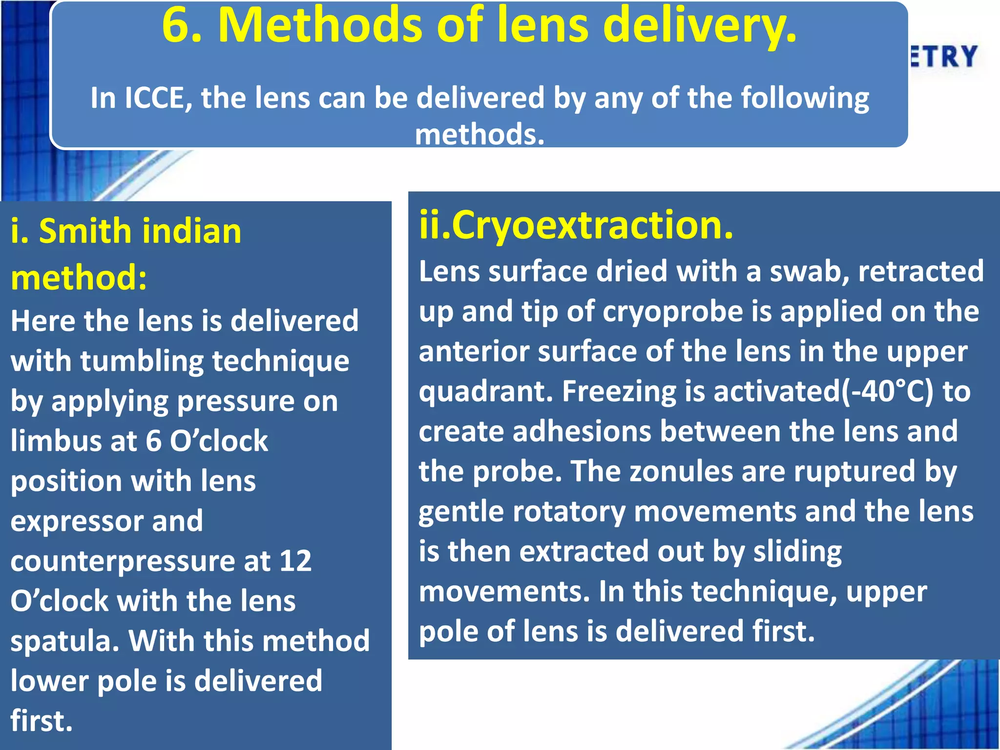 Intracapsular Cataract extraction | PPTX