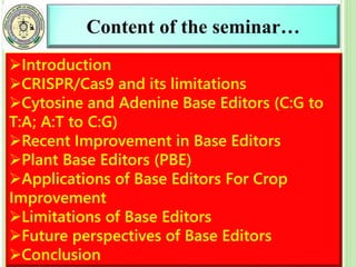 Base Editing in Crops: Current Advances, Limitations and Future ...