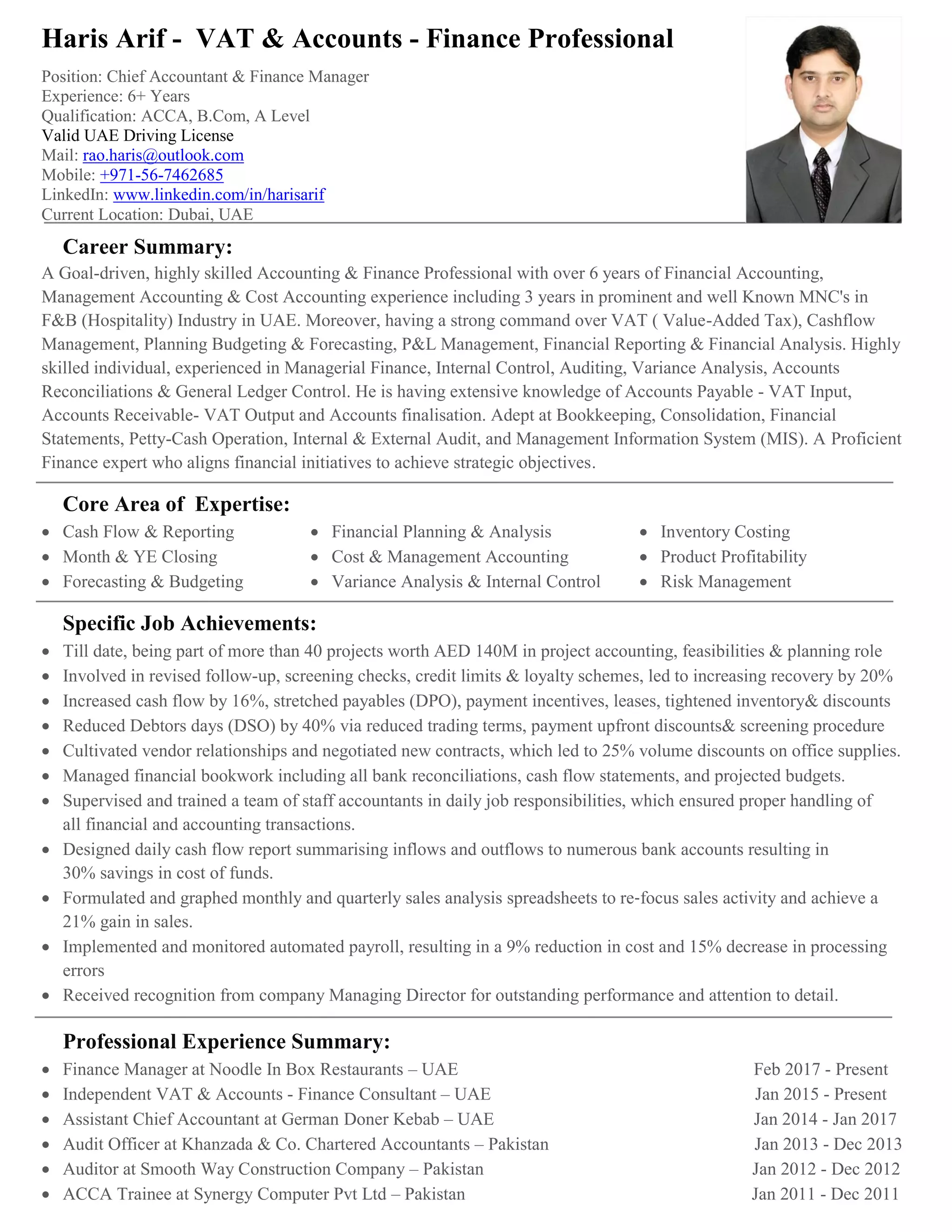 Haris Arif - ACCA Versatile Chartered Accountant on the Hunt to Help ...