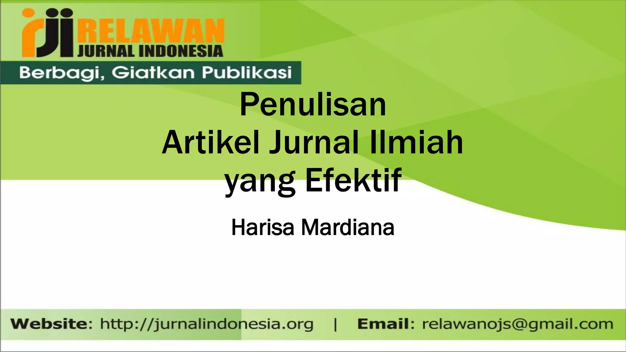Penulisan Artikel Jurnal Ilmiah yang Efektif | PDF