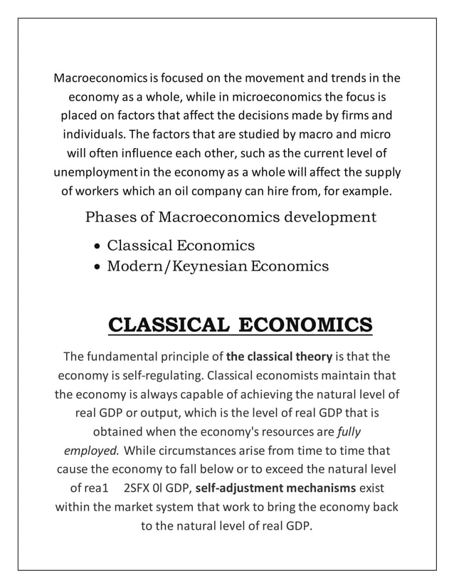classical vs keynesian economics | DOCX | Economy | Business and Finance