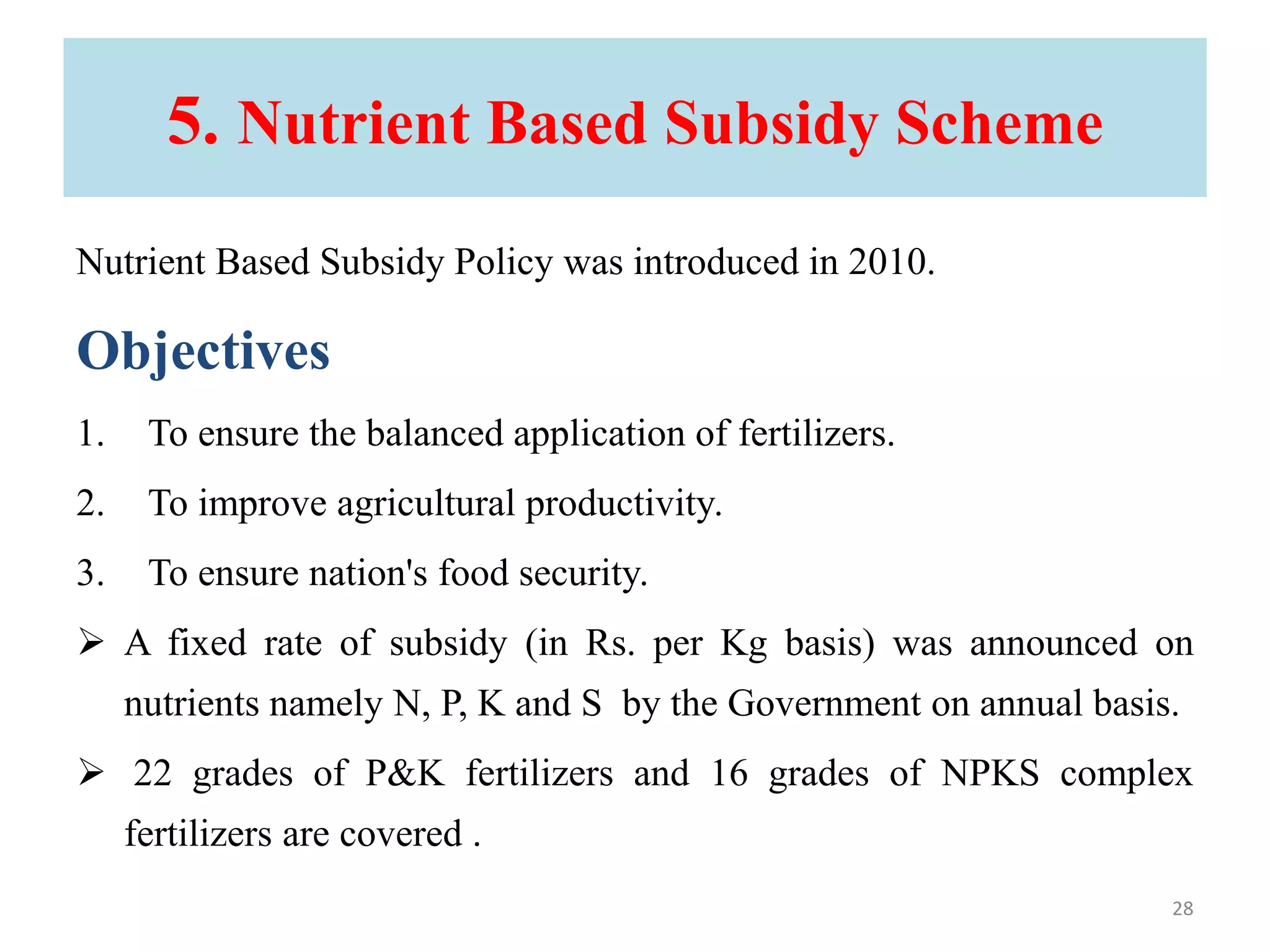 Fertilizer policies and pricing of NPK in India | PPTX