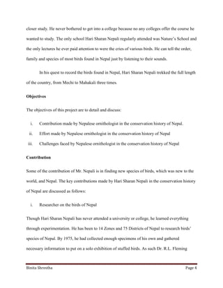 Hari Sharan Nepali "Kazi" Nepal's First Ornithologist | PDF