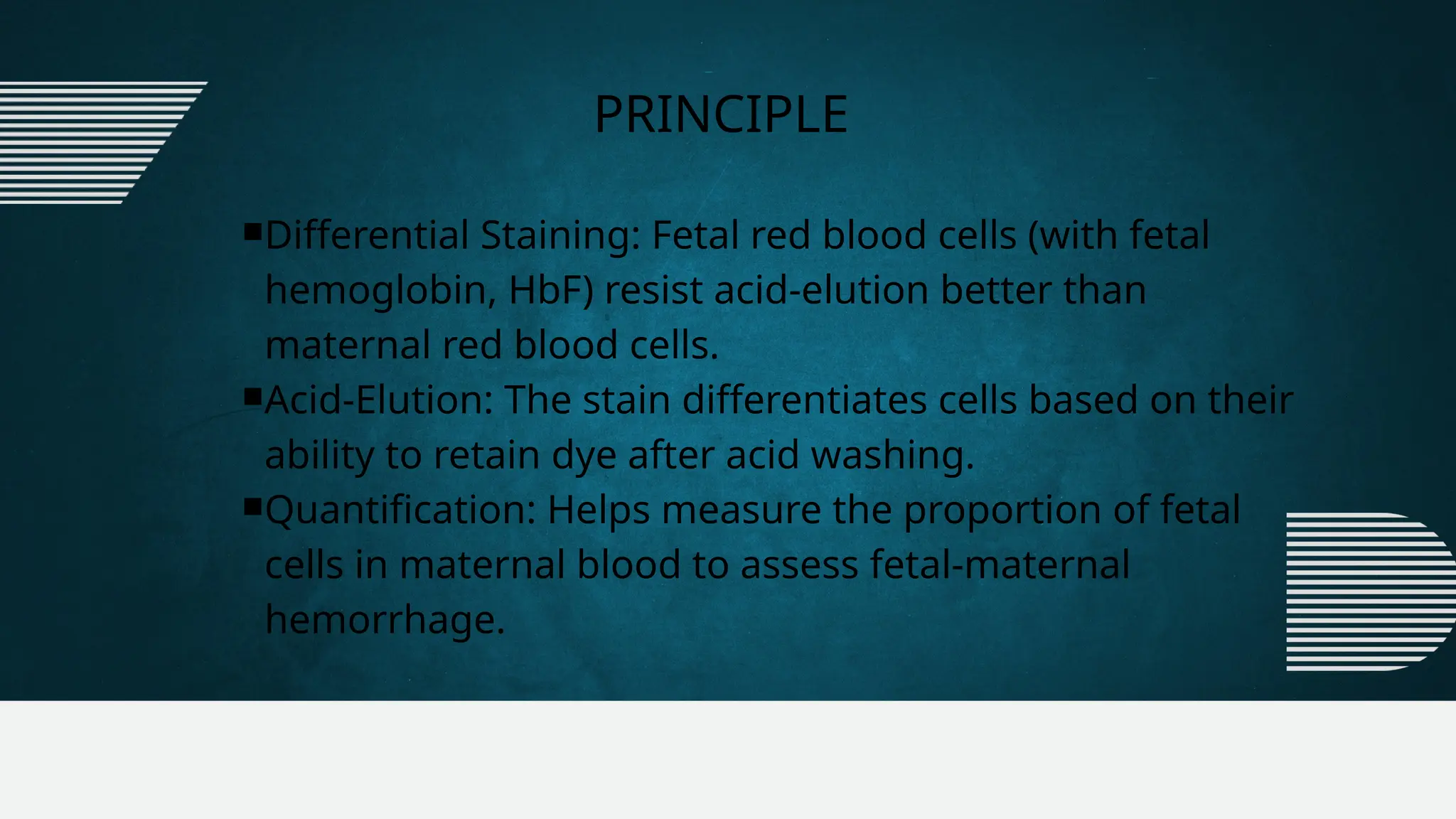 Haemoglobin F stain (acid elution)(kleihauer Betke test) | PPTX