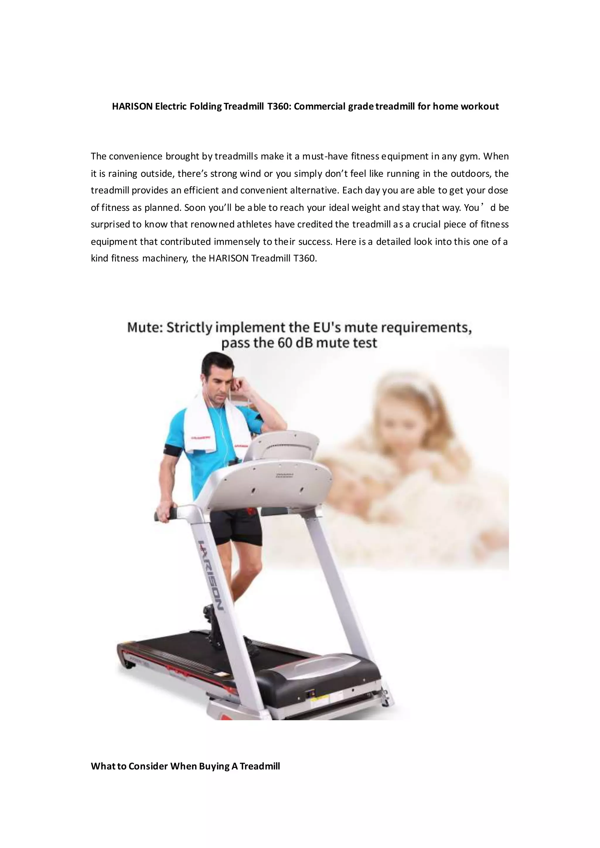 Harison Electric Folding Treadmill T360: Commercial grade treadmill for ...