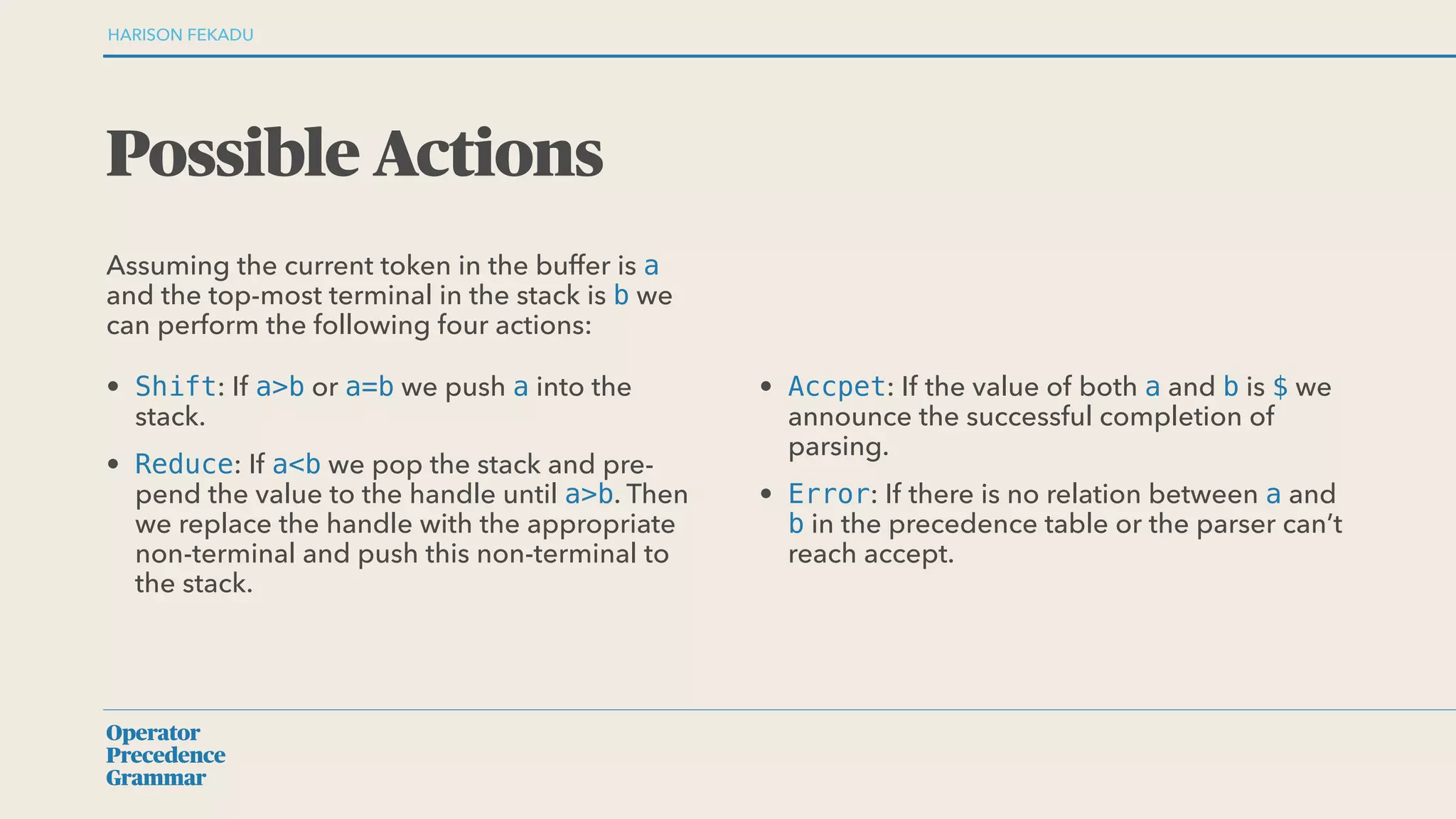 Operator Precedence Grammar | PPT