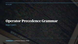 Operator Precedence Grammar | PPT