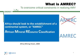 Framework of UNFC-AMREC in line with requirements of Africa Mining ...