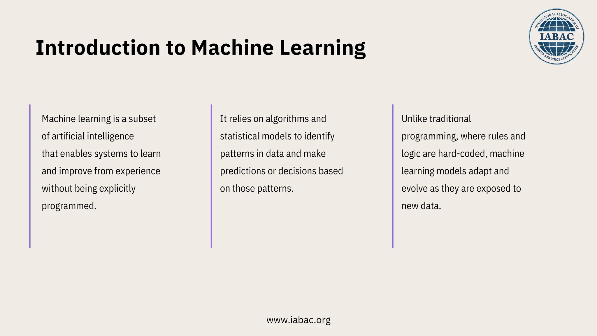 Exploring the Applications of Machine Learning | IABAC | PPT