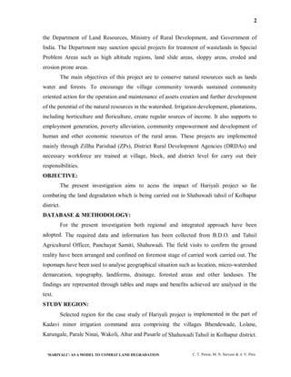 ‘HARIYALI’: AS A MODEL TO COMBAT LAND DEGRADATION | PDF